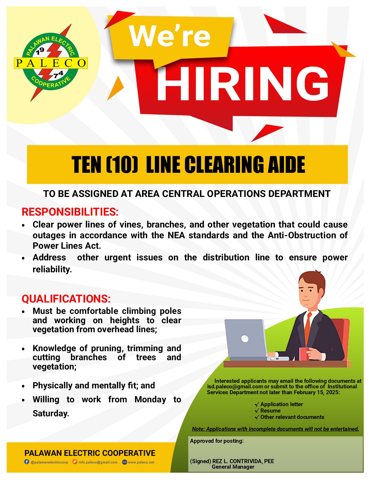 Hiring: Ten [10] Line Clearing Aide