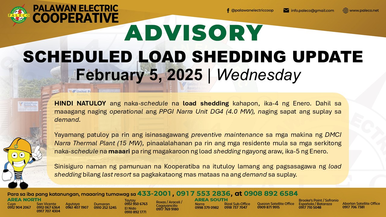Load Shedding Schedule Update [February 5, 2025]